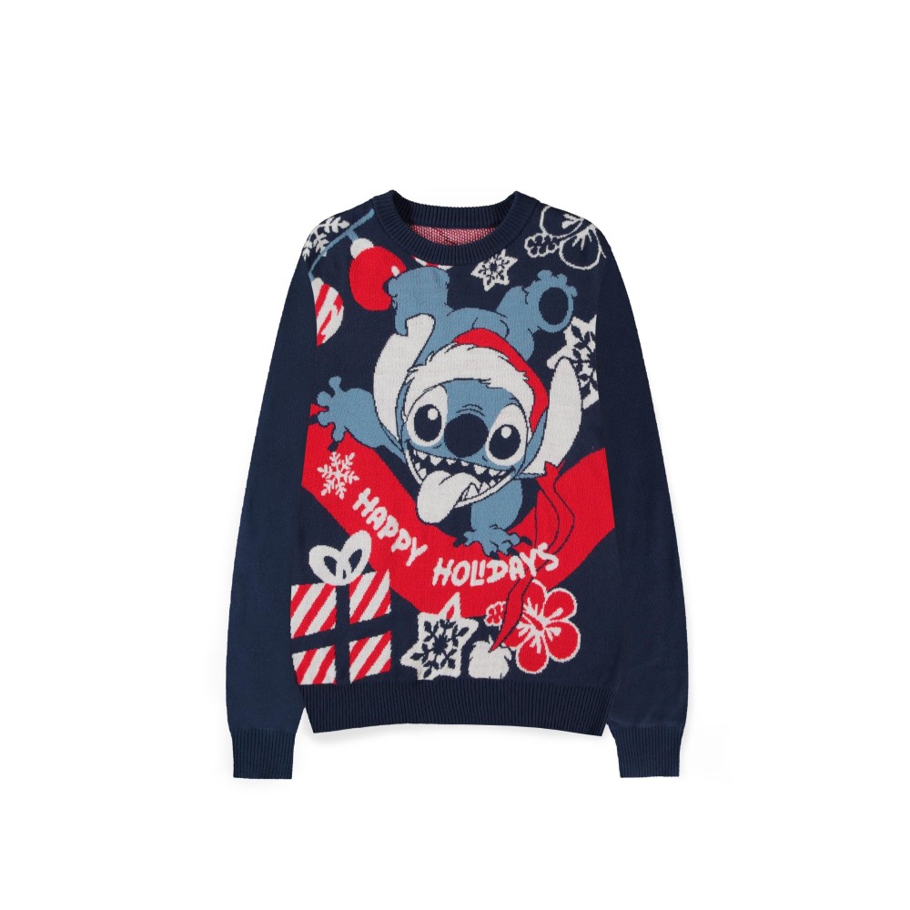 Disney,Lilo & Stitch - Stitch Santa Kersttrui - Blauw | Attitude Holla