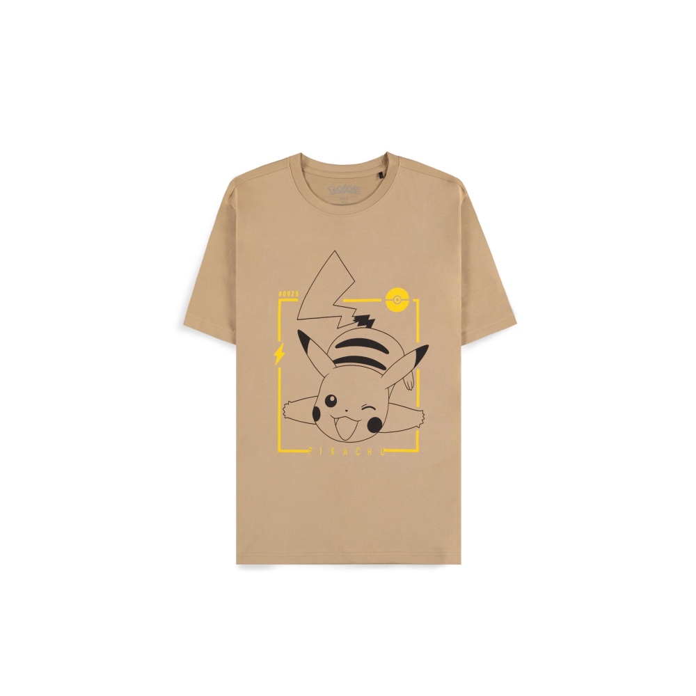 Pokémon - Pikachu Line-art Heren T-shirt - Beige | Attitude Holland