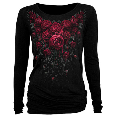 Spiral Spiral - BLOOD ROSE Longsleeve top - Zwart/Rood | Attitude Holla
