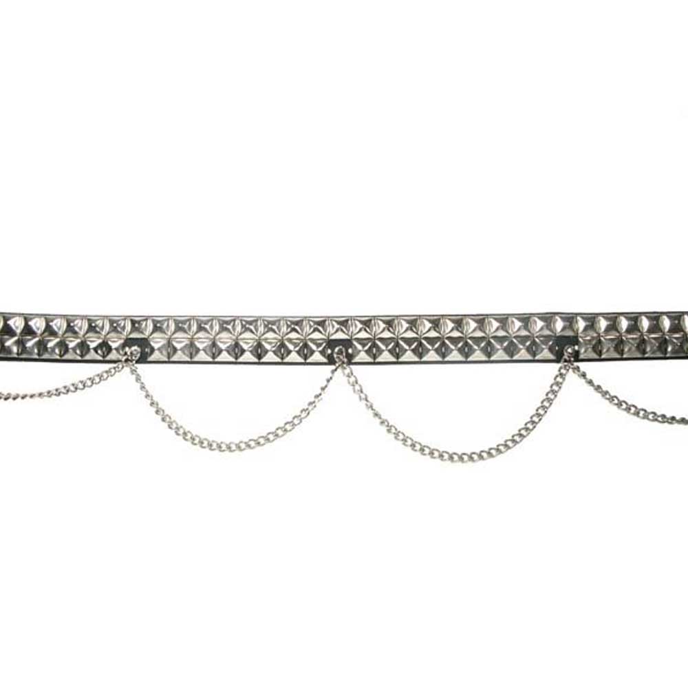 Bullet 69 Bullet 69 - 2 row pyramid and chain Riem - Zilverkleurig | At