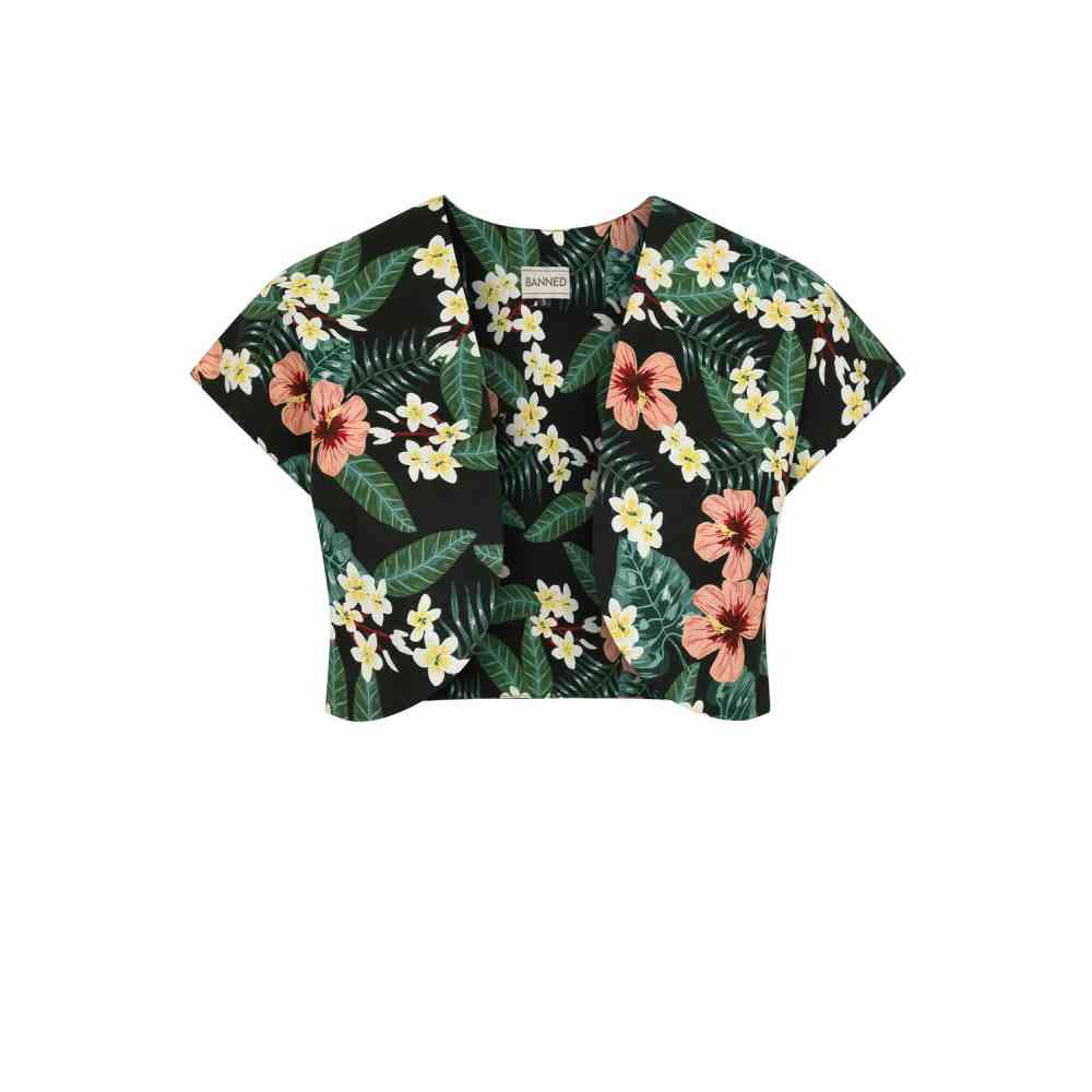 Banned Banned - Phoebe Tropical Tiare Bolero - Groen | Attitude Holland