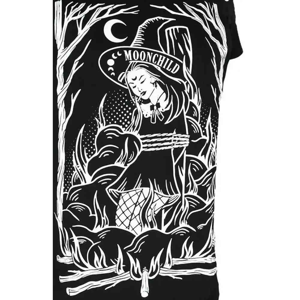 Restyle Restyle - Burn The Witch Cold Shoulder Dames Tshirt - Zwart | A