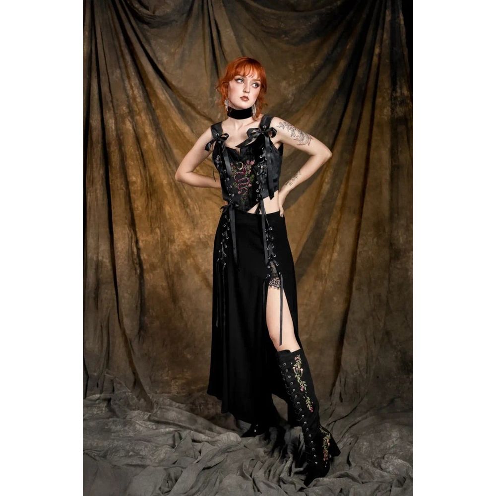 Restyle Restyle - Enchanted Encounters Korset top - Zwart/Multicolours