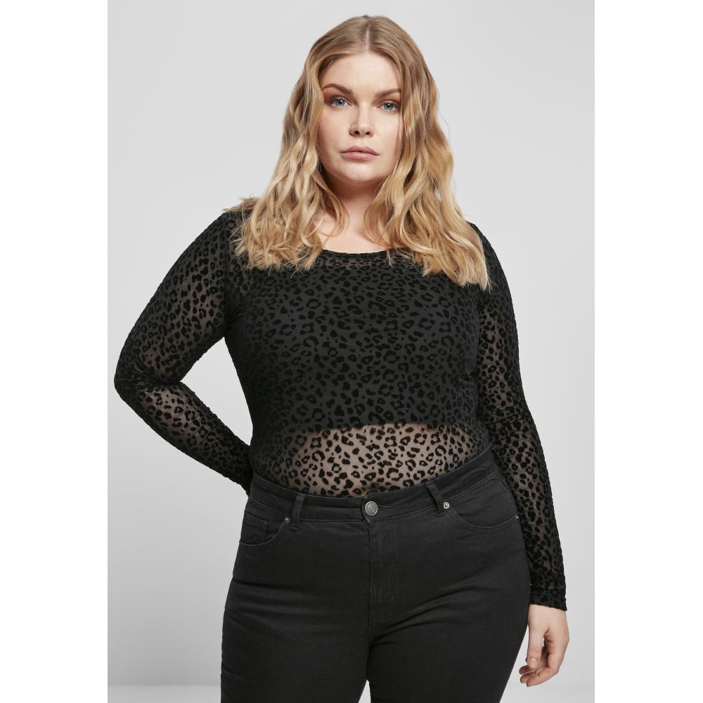 Urban Classics Urban Classics - Flock Lace Bodysuit - Doorschijnende to