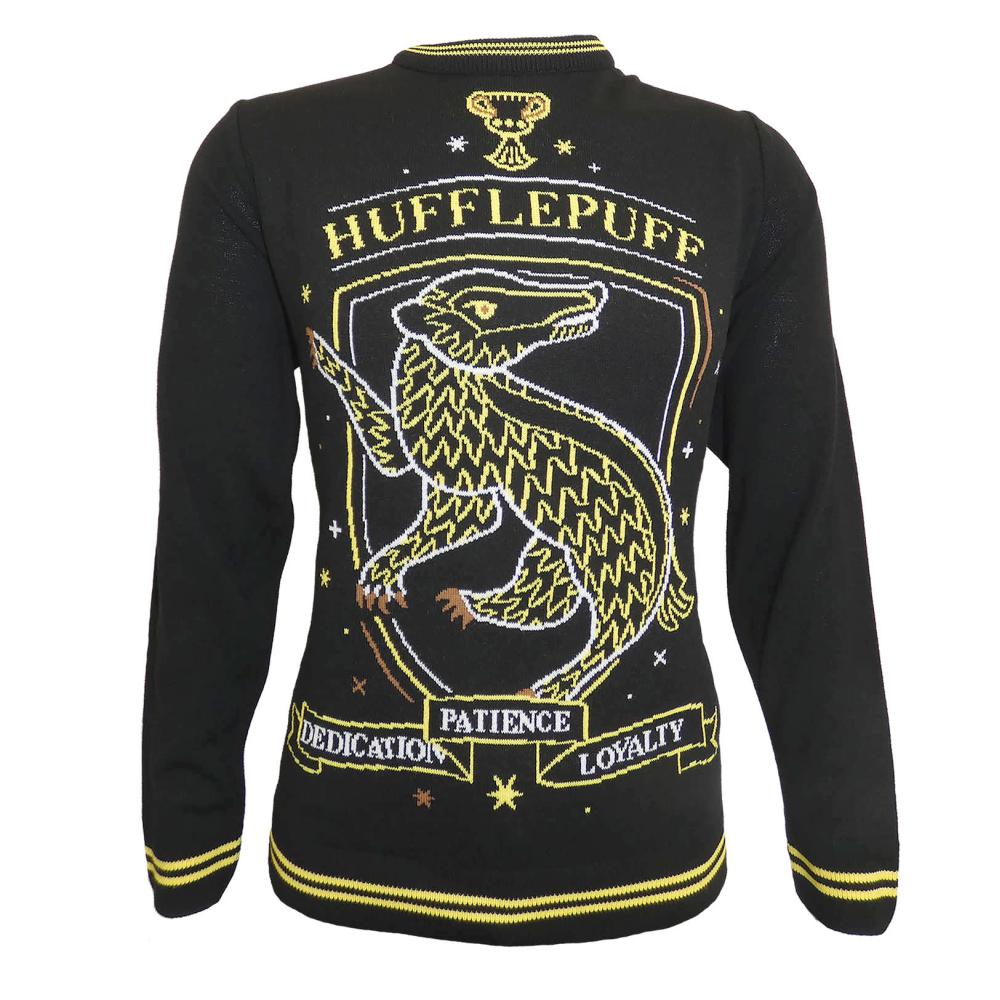 Harry Potter - Hufflepuff Badger Crest Gebreide trui - Zwart | Attitud